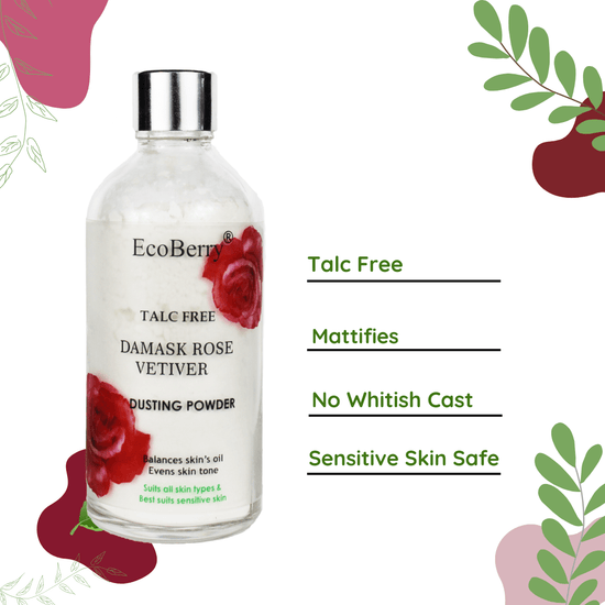 EcoBerry Natural Dusting Powder with Damask Rose and Vetiver